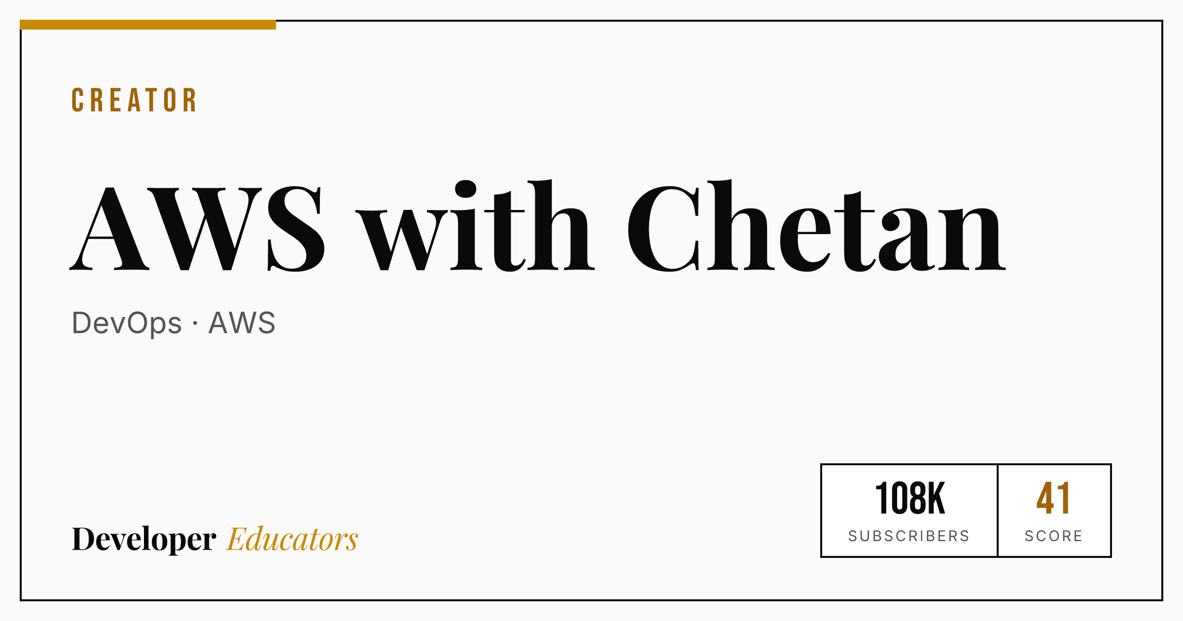 AWS with Chetan - AI Coding YouTube Channel | Developer Educators